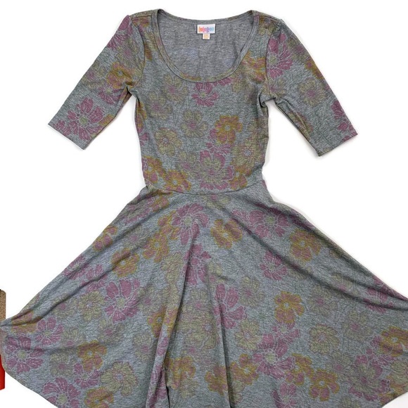 LuLaRoe | Dresses | Lularoe Xxs Dress Gray Pink Yellow Flowers | Poshmark